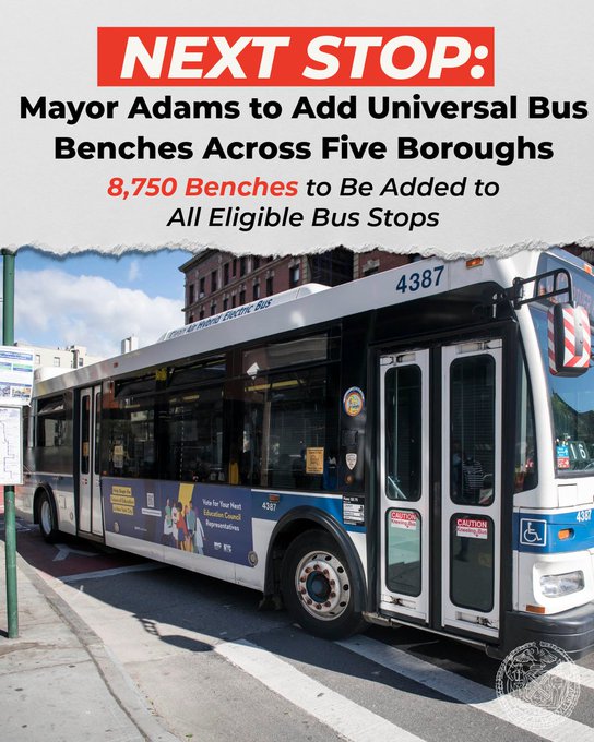 Mayor Adams Invests $40 Million to Install Seating at Every Bus Stop in ...