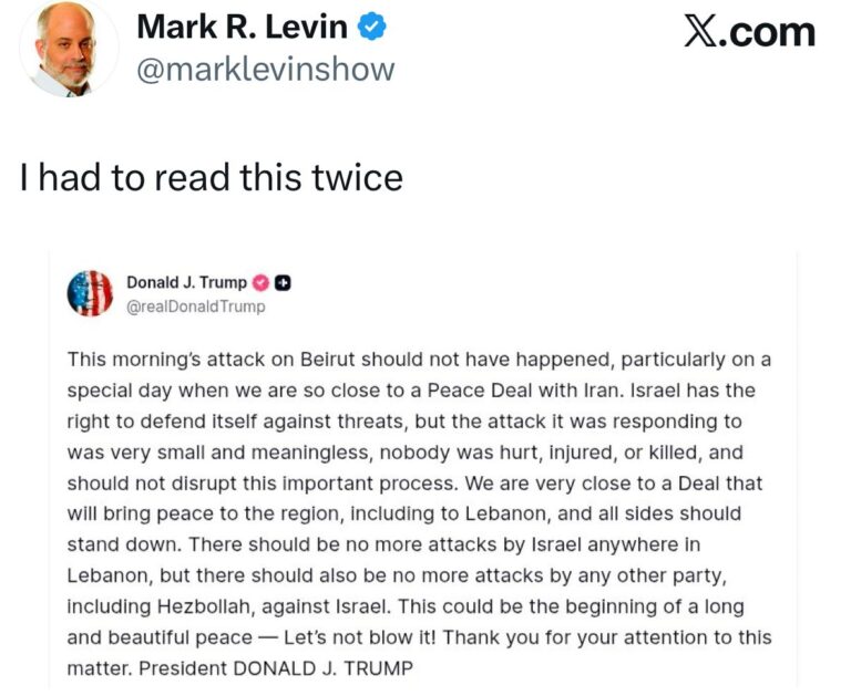 Mark Levin Voices Surprise at Trump Criticism of Israeli Strike on ...